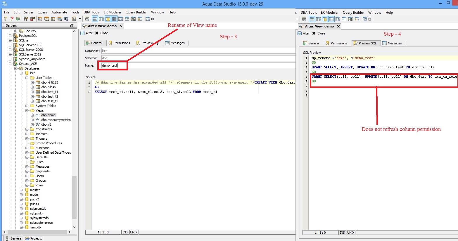 #10617: Column permission script does not refresh in Sybase ASE 15.7. | Aqua Data Studio