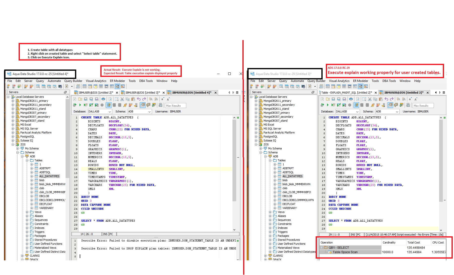 #13809: Visual Explain -> DB2 z/OS version 11 -> Explain is not working ...