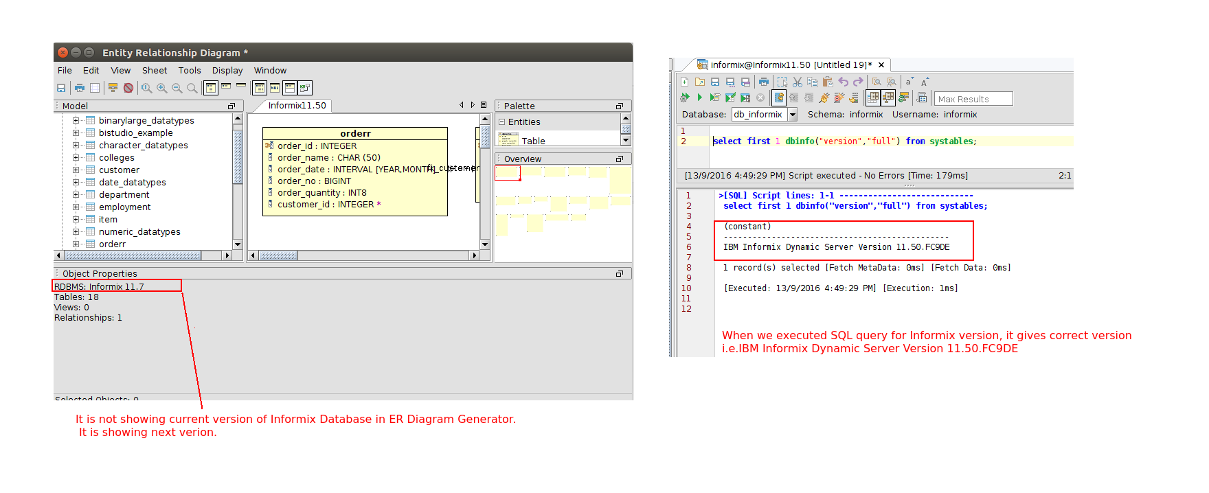 #14697: Informix : In ER Diagram Generator current version i.e 11.50 ...