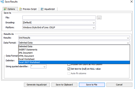 #15537: Add Excel Workbook 2010 to the Format Option in Save Results ...