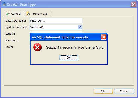 #2863: Cannot create a User Defined Datatype - Iseries | Aqua Data Studio